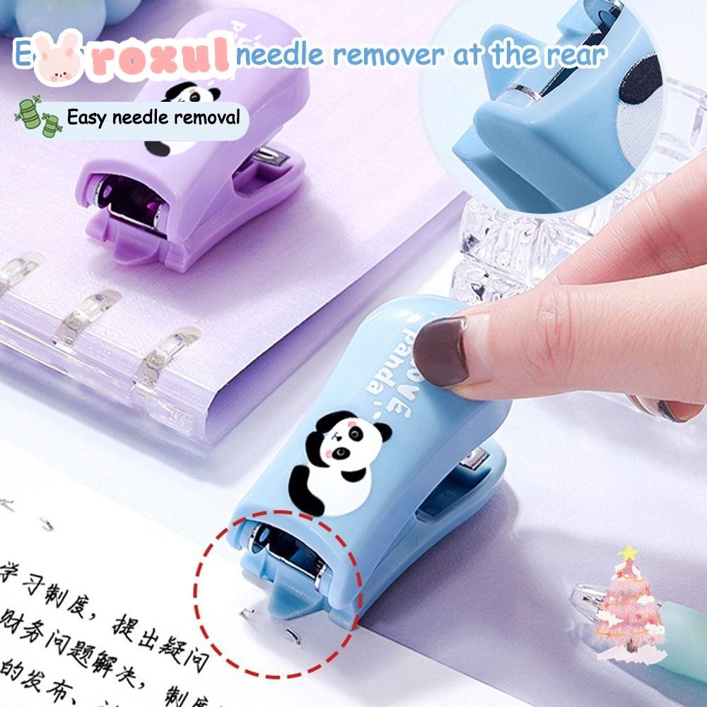 ชุดเย็บกระดาษ ROXUL พร้อมลวดเย็บกระดาษ การ์ตูน Panda Mini Stapler, แบบพกพามัลติฟังก์ชั่กระดาษ ...