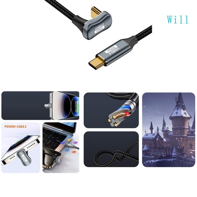 Will Double End Type C สายชาร์จเร็วชายกับชาย U รูป USB C Data Cord ...