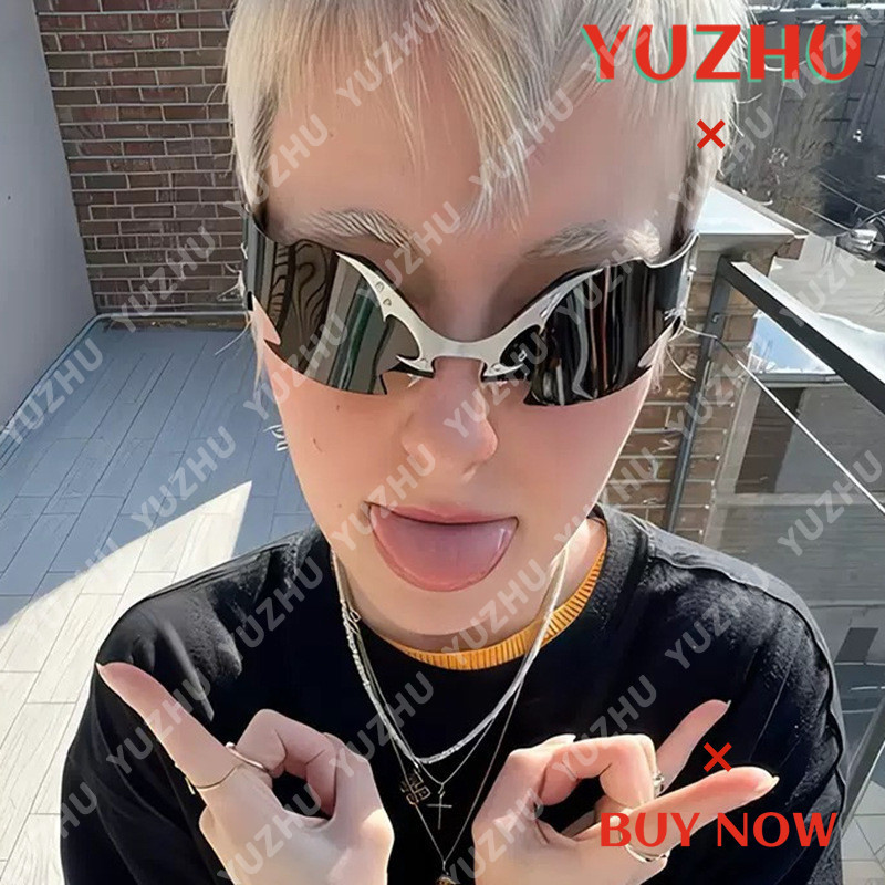 (YUZHU) แว่นกันแดดทรงสี่เหลี่ยมแบบไร้กรอบ สไตล์พังก์สมัยใหม่ | Shopee ...