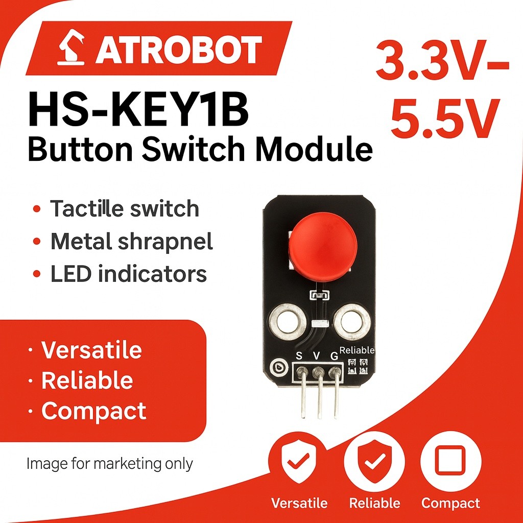 HS-KEY1B Push Button Switch โมดูลปุ่มกด 3.3-5.5V เอาต์พุตโลว์ มีไฟแสดงผล ขา 2.54 มม ใช้กับ ...