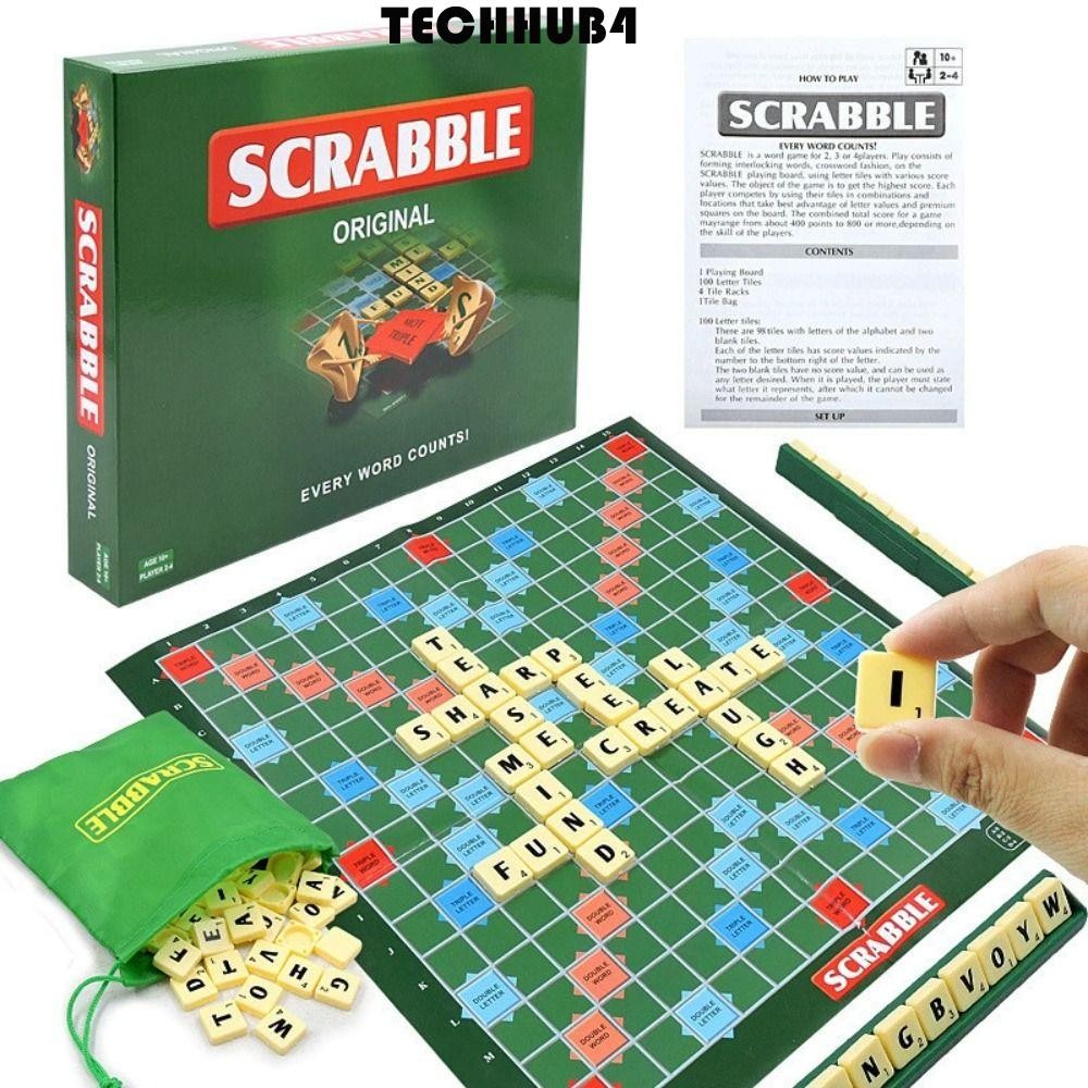 TECHHUB4 Scrabble Board Game, English Spelling เรียนรู้ปฏิสัมพันธ์ Scrabble Word Matching, 2-4 ...