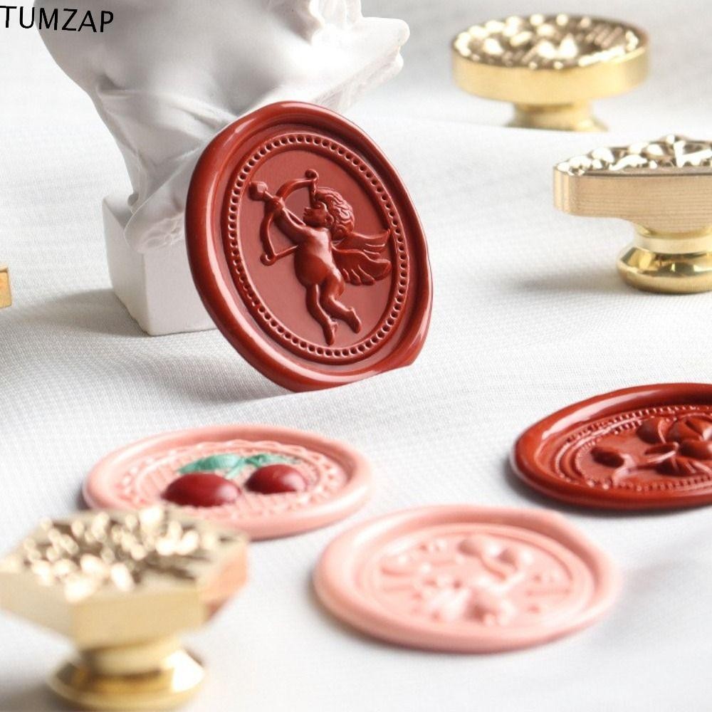 TUMZAP ตราประทับขี้ผึ้ง Angel Retro DIY ซองจดหมายอัลบั้มการ์ดเชิญหมั้นดอกไม้ Fire Paint Seal ...