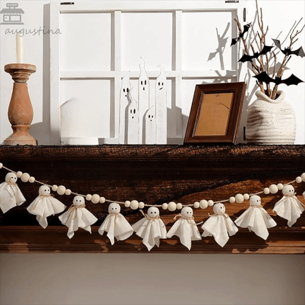 AUGUSTINA แขวน Ghost String, ยาว DIY ฮาโลวีน Spooky Pentant, น่ารัก 84 ...