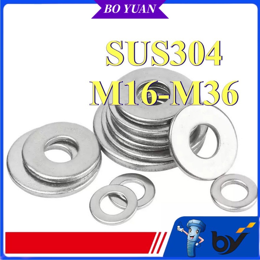 แหวนอีแปะ แหวนรอง น็อตสกรู สแตนเลส 304 M16-M36 / Flat Washer Stainless Screw (BY-MB-1) | Shopee ...