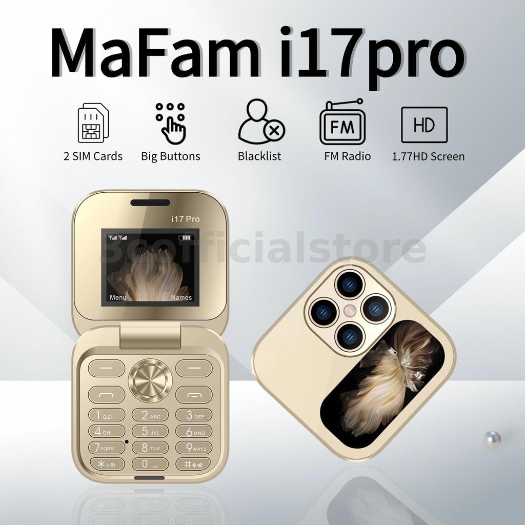 MaFam i17 Pro Mini 2G GSM 1.77 "Dual SIM 1000mAh วิทยุ FMปุ่มขนาดใหญ่ไฟ ...