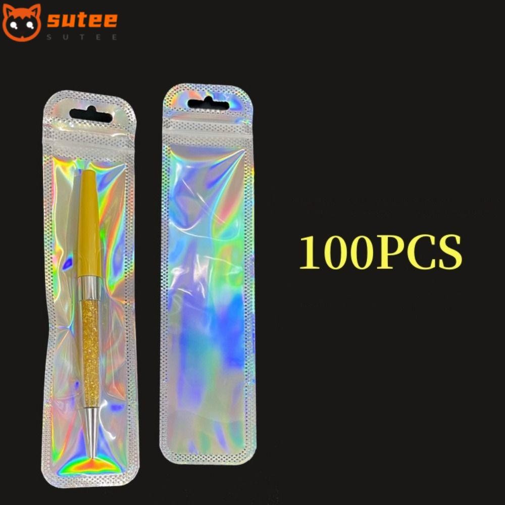 SUTEE 100 ชิ้นปากกา, 2.56 x9.45 นิ้วถุงบรรจุภัณฑ์โฮโลแกรม, ถุงเก็บบรรจุ ...