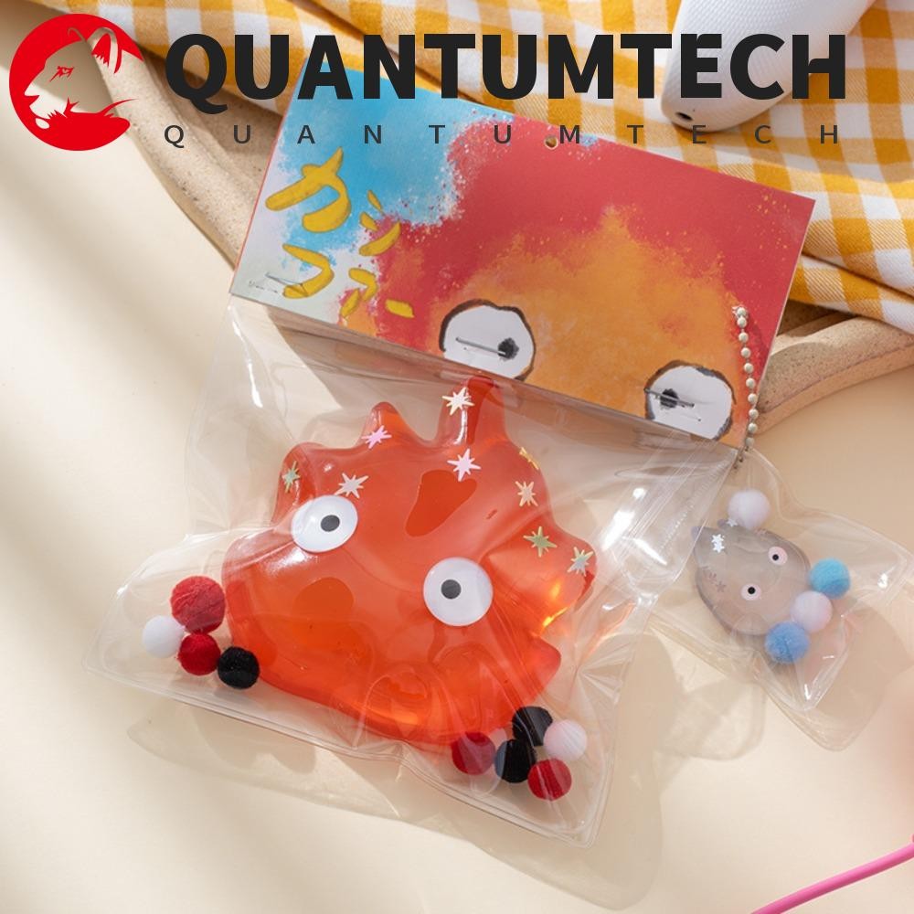 QUANTUMTECH Fire ตุ๊กตาบีบของเล่น, Calcifer พวงกุญแจมินิอะนิเมะบีบกระเป๋า, ตลกนุ่มอะนิเมะ Kawaii ...
