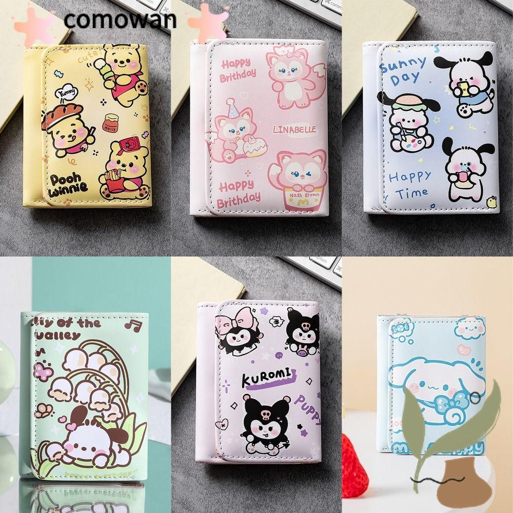 KOWAN SANRIO กระเป๋าใส่เหรียญเงิน, 3 พับหมีพูห์ Kuromi Pochacco บัตร ...