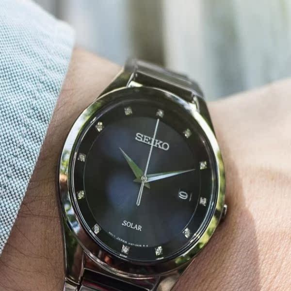 Daigou ของแท้ Seiko Seiko Black Simple Solar Watch Business Solar Mens ...