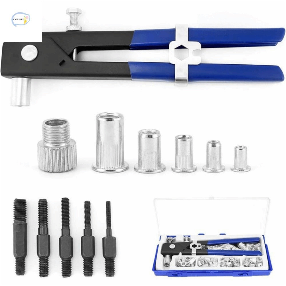 SHOESALON 86 ชิ้น Blind Hand Riveter, คู่มือเมตริกถั่ว Assortment Rivet ...