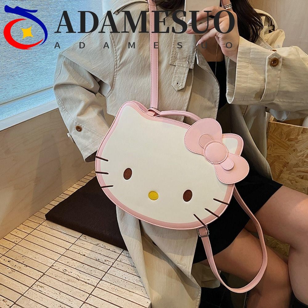 กระเป๋าเป้สะพายหลัง ADAMESUO ดีไซน์การ์ตูนแมวน่ารัก หนังPU มีโบว์สร้างสรรค์ สำหรับโรงเรียนและใช้ ...