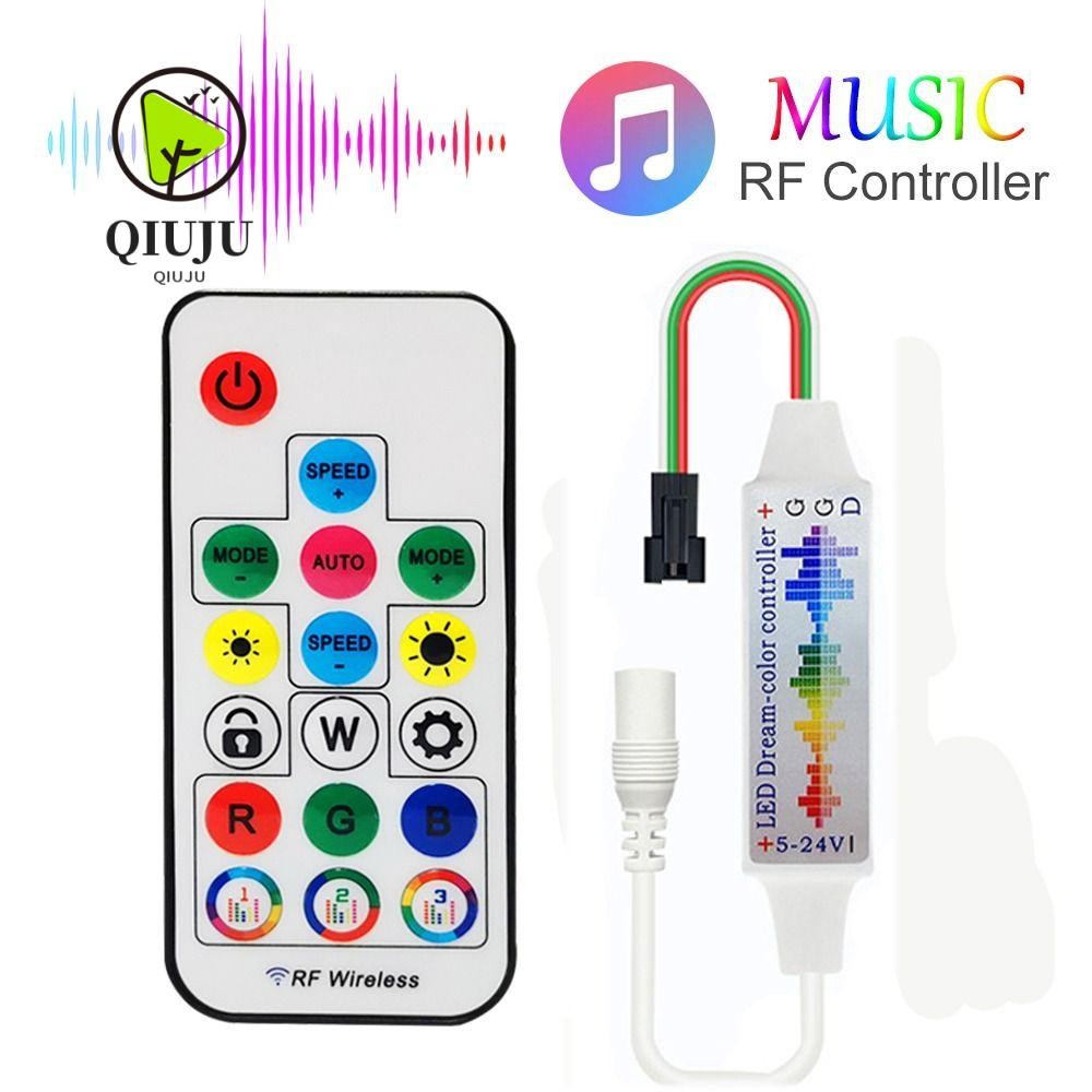 QIJU ไฟ LED Strip, แอดเดรส 17 คีย์เพลง LED Controller, Home DC/USB 3Pin DC5-24V Mini RF รีโมท ...