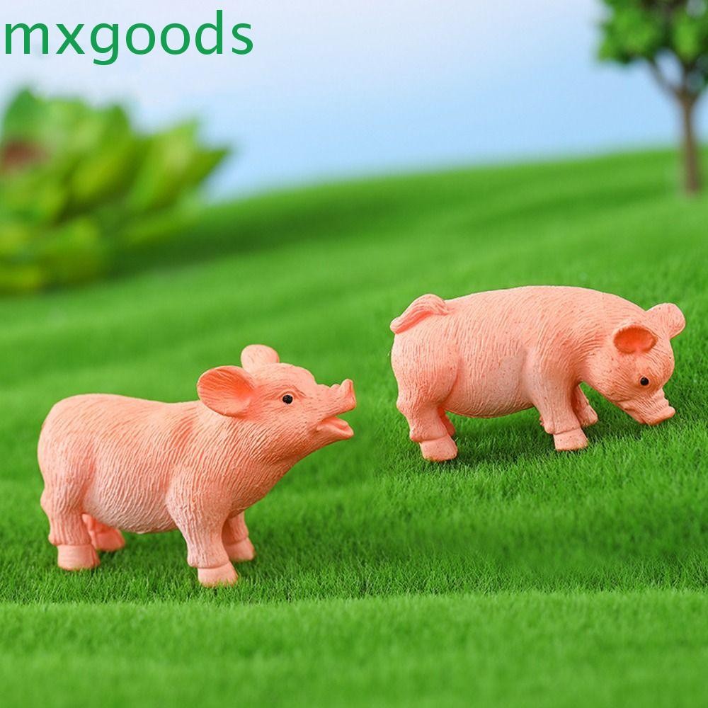 MXGOODS รูปปั้นหมู3ชิ้น,หมูพลาสติกเหมือนจริงหุ่นจิ๋ว,ลูกหมูเครื่องประดับกันน้ําแฮนด์เมดน่ารักลูก ...