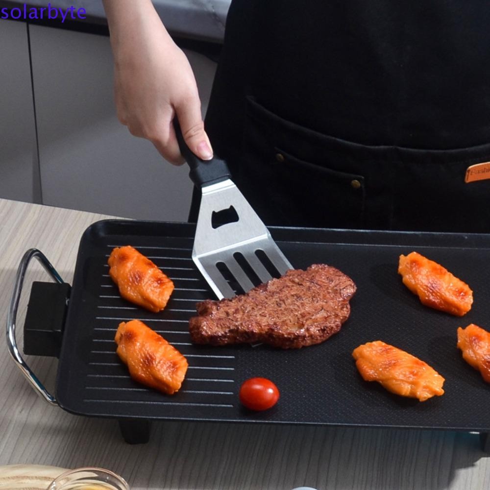 SOLARBYTE ไม้พายย่าง, ไม้พายแผ่นเหล็กพร้อมใบมีดมีดโกนแพนเค้ก, อุปกรณ์บาร์บีคิว Anti-scald Handle ...