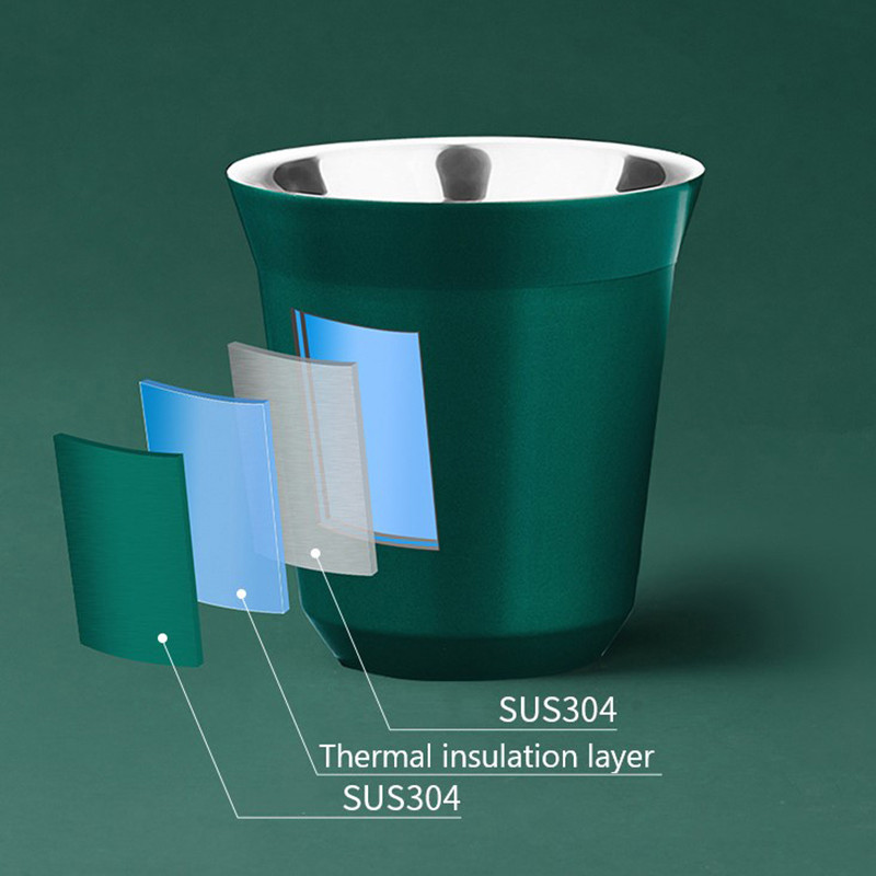 [pto] 80ml ผนังคู่สแตนเลสถ้วยเอสเปรสโซฉนวนกันความร้อน Nespresso Pixie ถ้วยกาแฟรูปแคปซูลน่ารัก ...