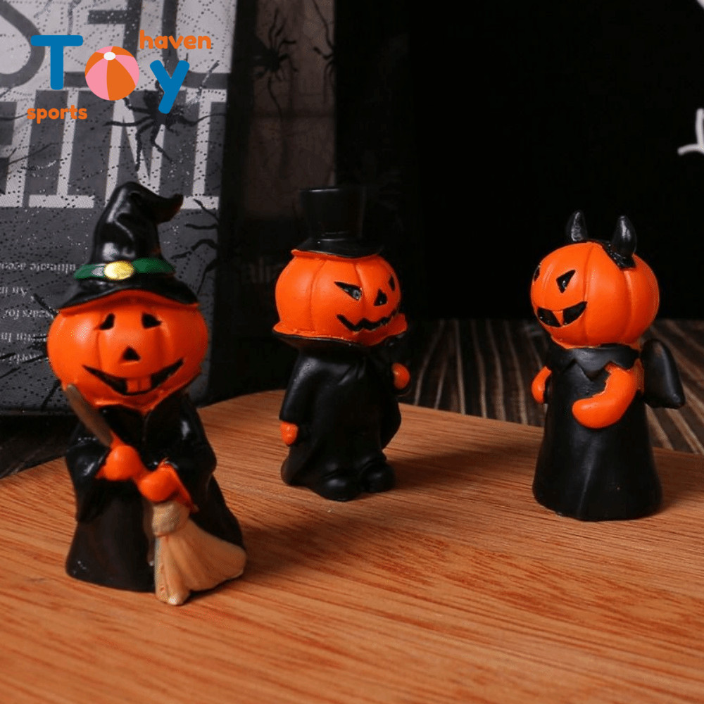 SPORTSHAVEN 3 ชิ้น/เซ็ตฟักทอง Wizard รูปปั้น,เรซิ่นทนทาน Mini Devil ...