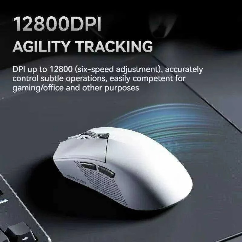 🔥EWEADN GS01 บลูทูธไร้สาย 3 โหมดเมาส์เกมการแข่งขันอิเล็กทรอนิกส์สํานักงานน้ําหนักเบา Macro ชาร์จ ...