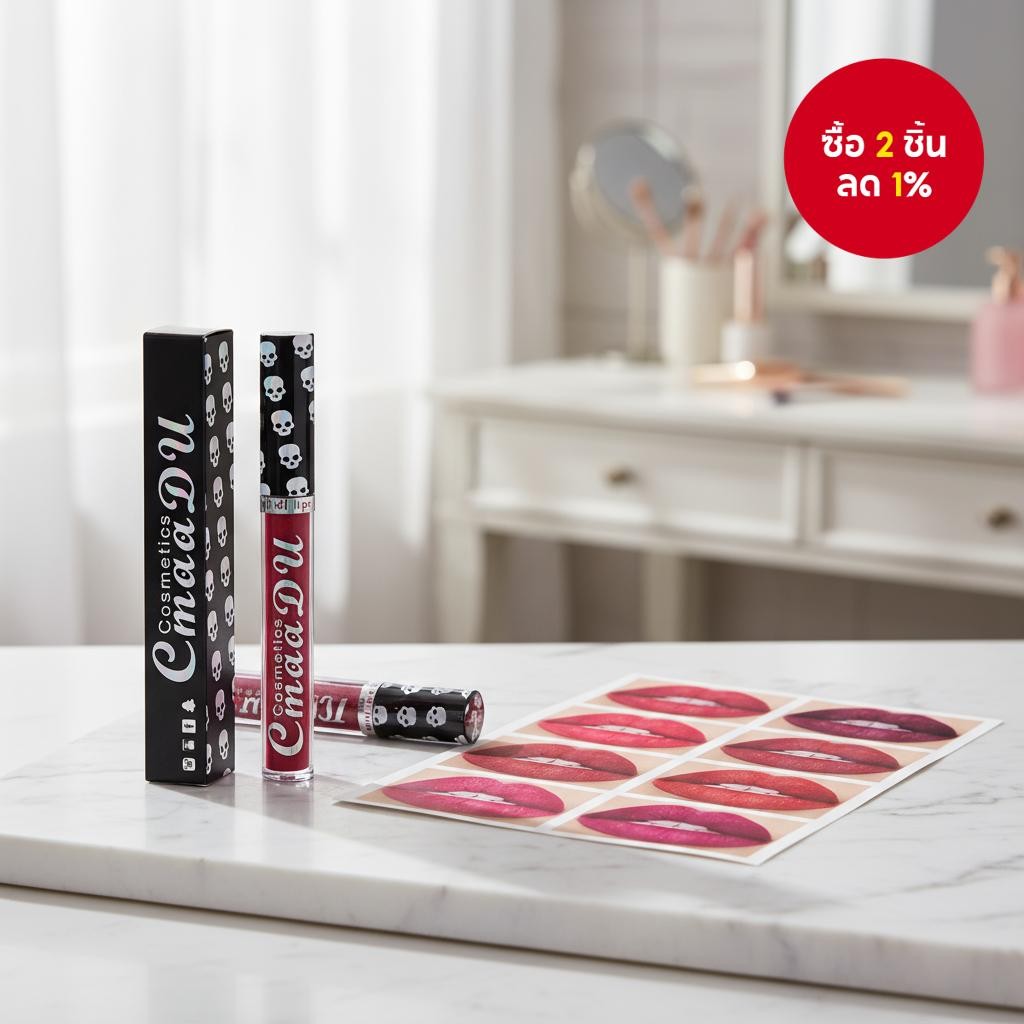 CmaaDu ลิปกลอสหัวกะโหลก 8 เฉดสี - ดีไซน์เลเซอร์, ให้ความชุ่มชื้น, กัน ...