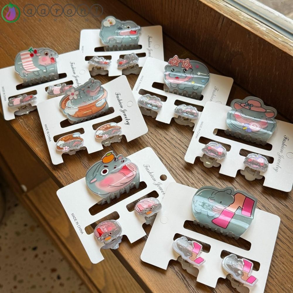 AARON1 1/3 ชิ้น Miss Hippo Hair Claw, Kawaii อะคริลิคขนาดเล็ก Shark ...