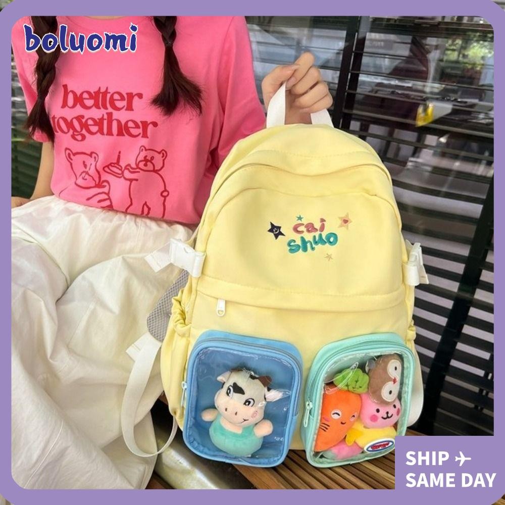กระเป๋าเป้สะพายหลัง Bolomi กันน้ำสีดำ ความจุมาก ทำจากไนลอน มีสายถือและ ...