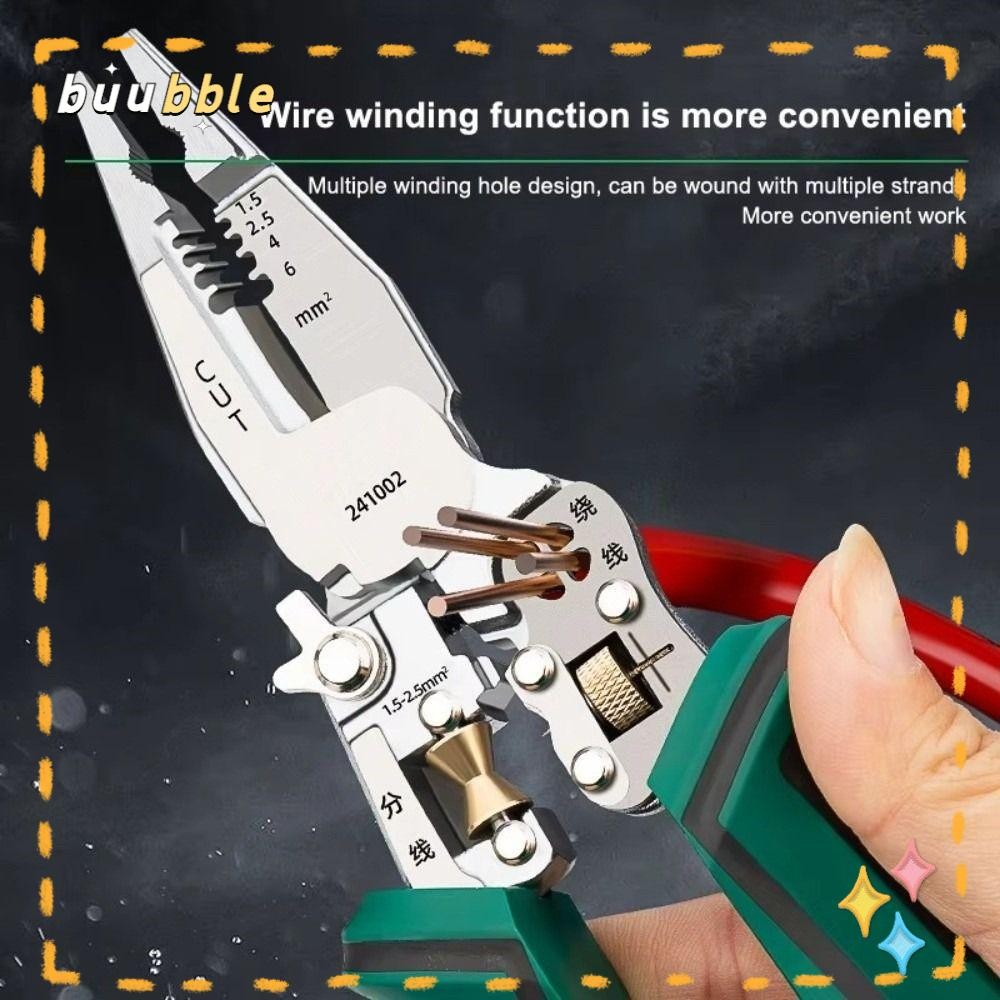 BUUBBLE คีมปอกสายไฟ, คีมตัดลวดโลหะ 10-in-1 ทนทานพร้อมการวัดไฟฟ้ามัลติฟั ...
