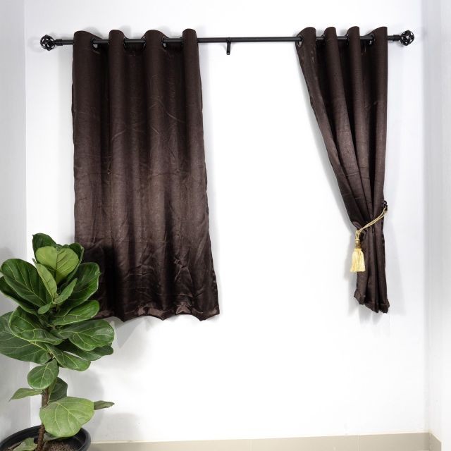 ม่านหน้าต่าง ผ้าม่านตาไก่สำเร็จรูป VC03 -น้ำตาล | Shopee Thailand