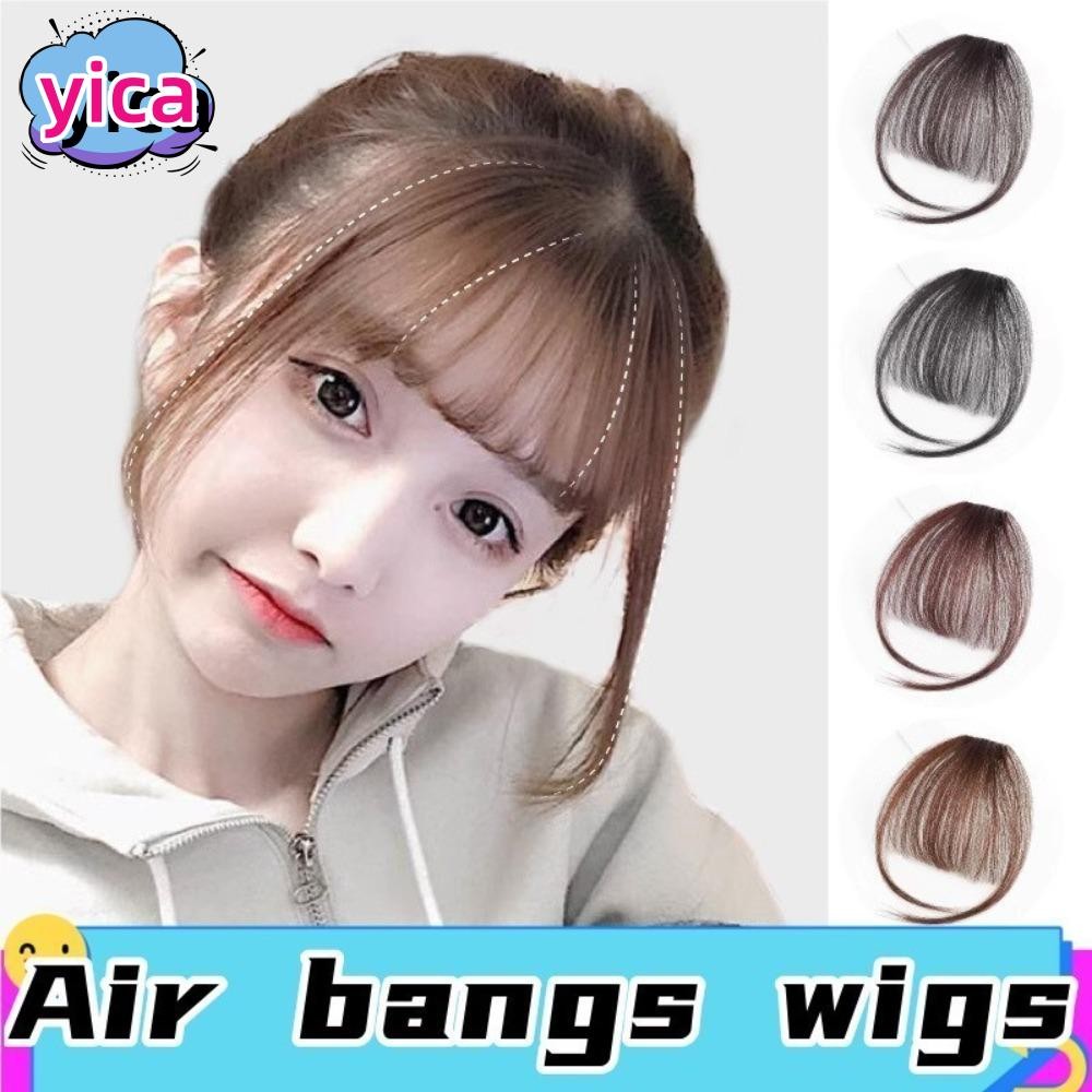 YICA Air Bangs, ต่อหน้าม้าสังเคราะห์สำหรับผู้หญิง, มีให้เลือกสีดำและสี ...