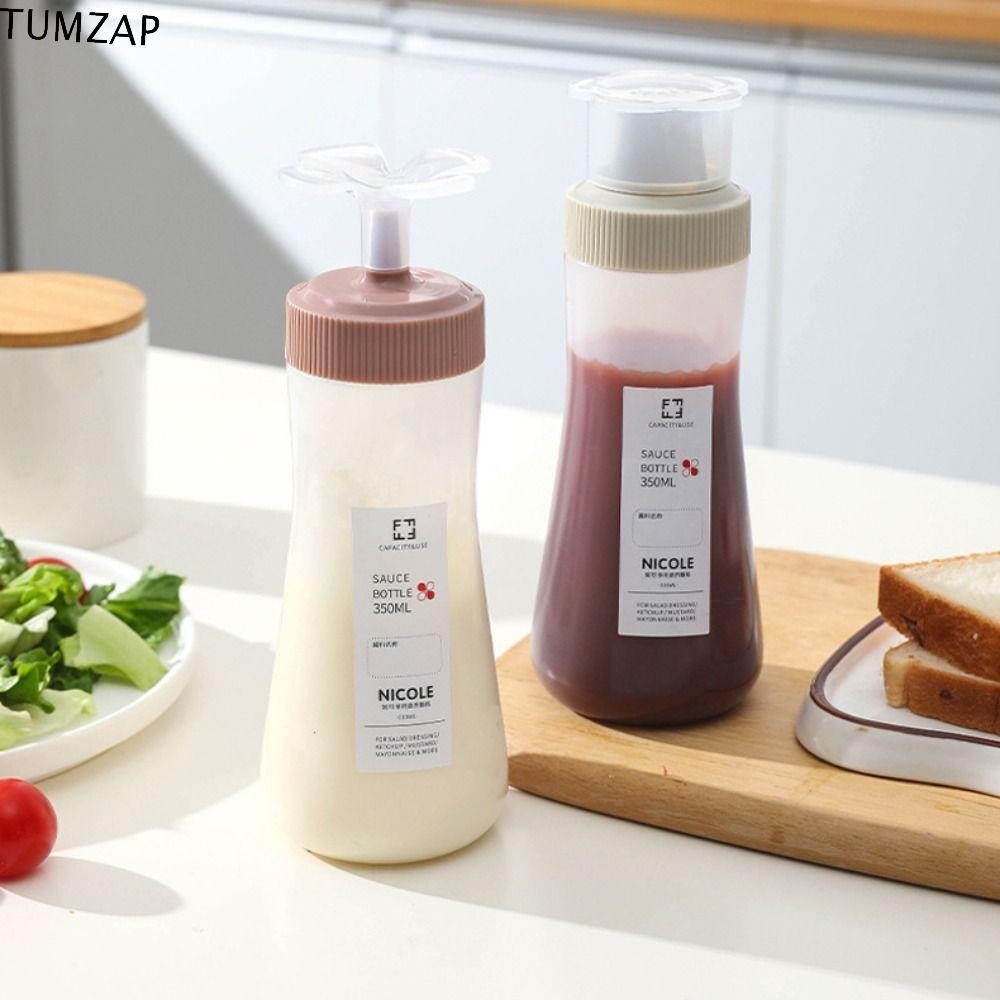 ขวดบีบเครื่องปรุง TUMZAP หัวฉีด 1/5 เครื่องจ่ายซอสสลัดที่ผิดพลาดได้ มองเห็นด้วยขนาด โปร่งใส 350 ...