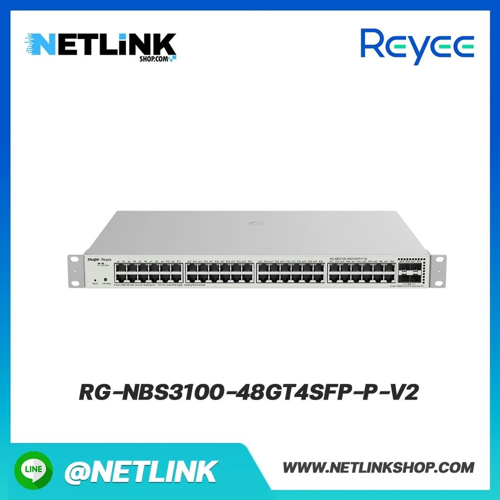 สวิตซ์ Reyee รุ่น RG-NBS3100-48GT4SFP-P-V2 รองรับ 48-Port Gigabit Layer ...