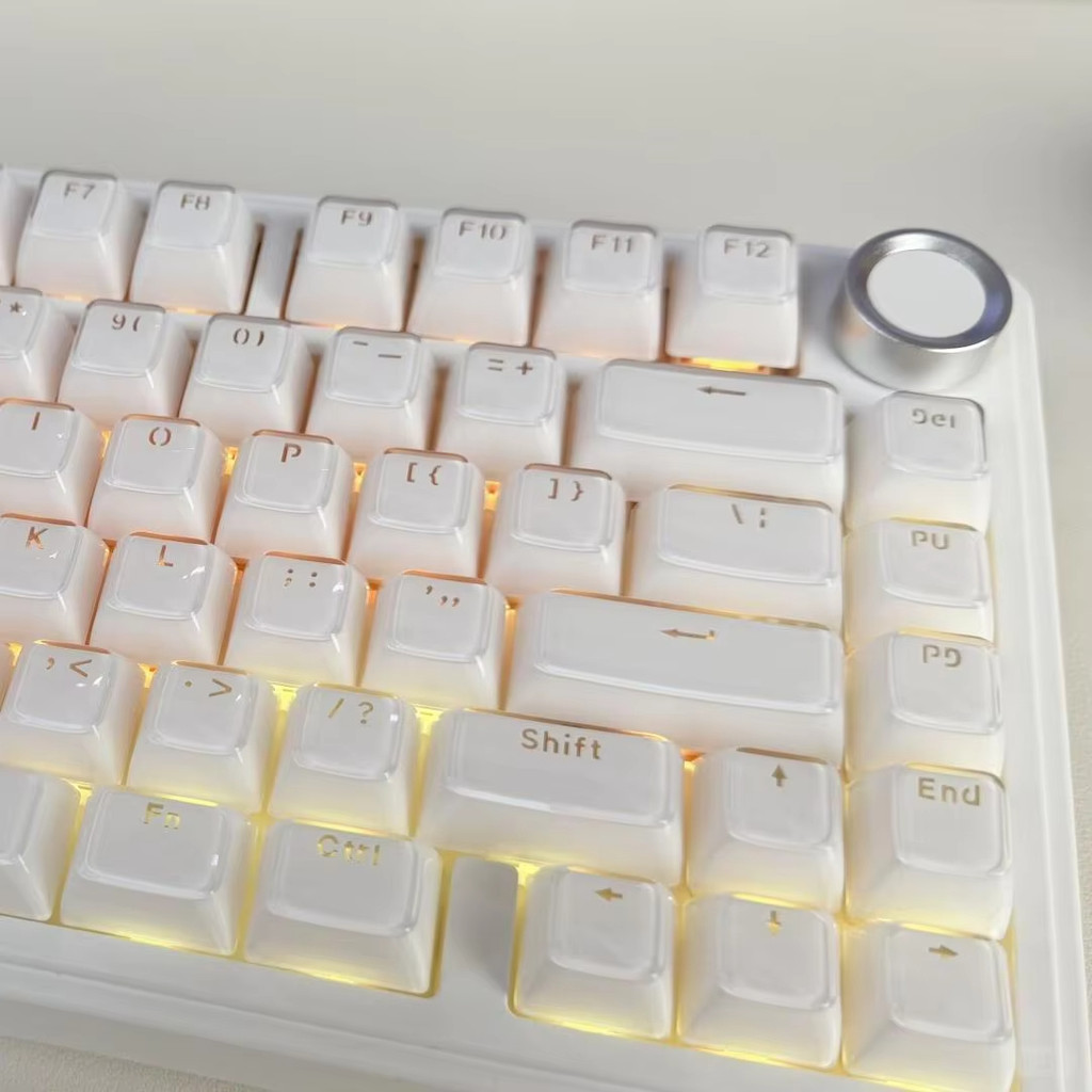 136 คีย์สีขาวโปร่งแสง Clear Shine ผ่าน ABS Keycaps Jello Crystal PC ...
