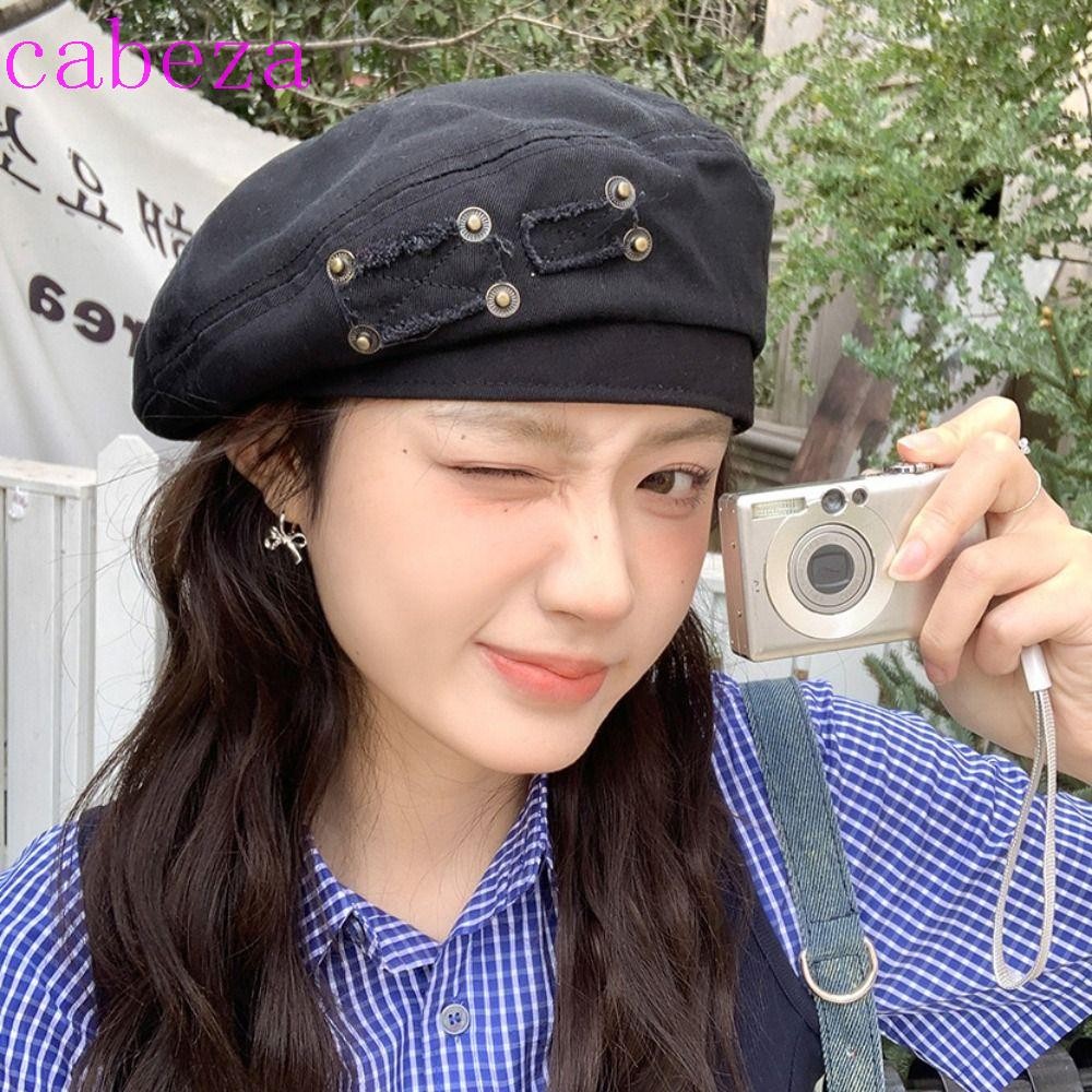 CABEZA ล้างผ้าฝ้าย Demin Berets, สไตล์ญี่ปุ่น Retro จิตรกรหมวก,ปรับ ...