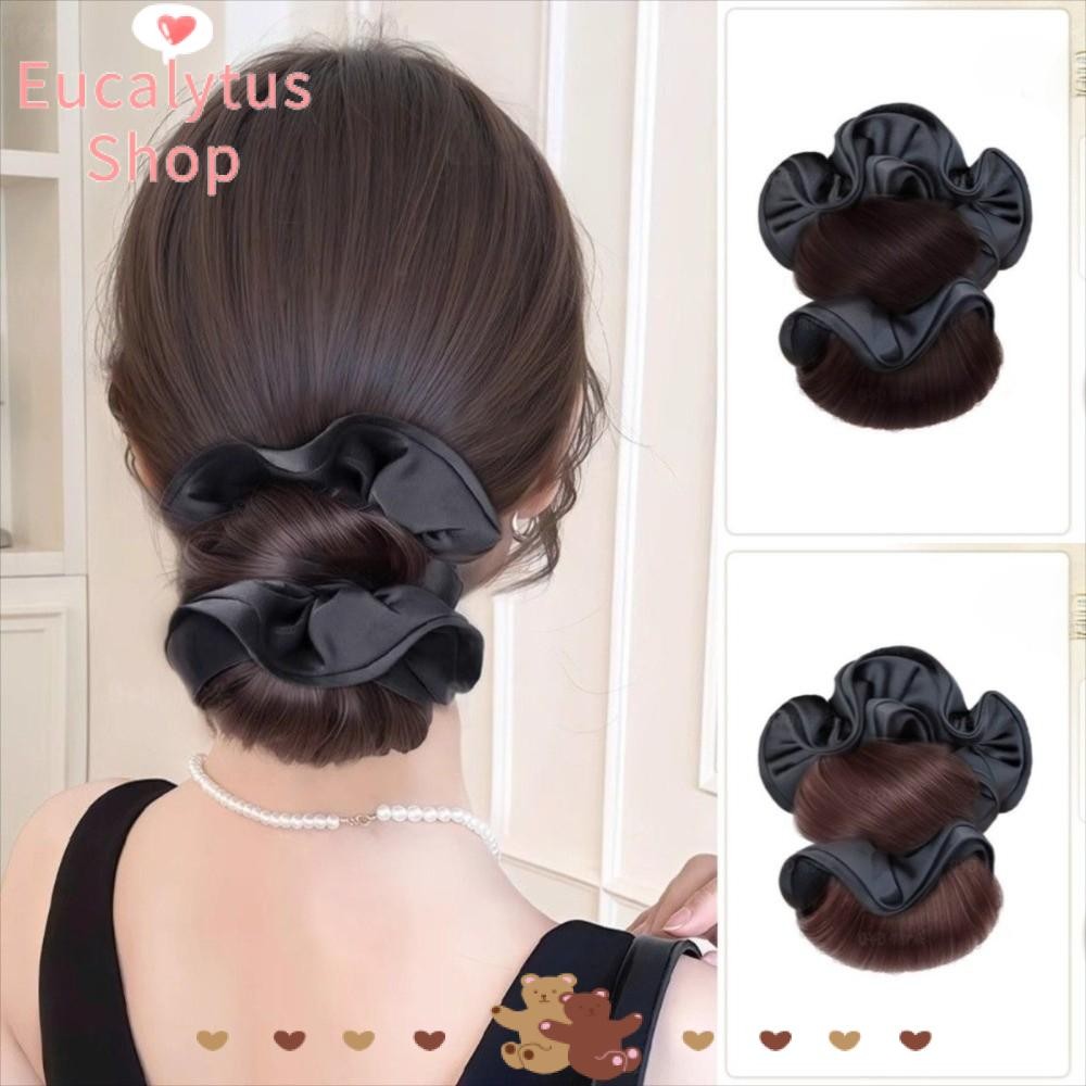 วิกผม Bun Claw Clip ปุยสังเคราะห์ สีน้ำตาล มีผมสำหรับผูก เพิ่มสไตล์ผม ...
