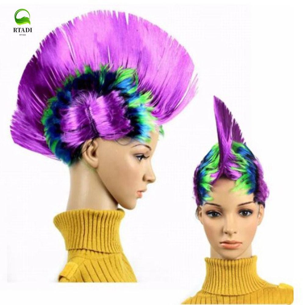 วิกผมMohawk Rainbow Punk สำหรับการแสดง Masquerade พร้อมลุคฟลัฟฟี่ดิสโก้ ...