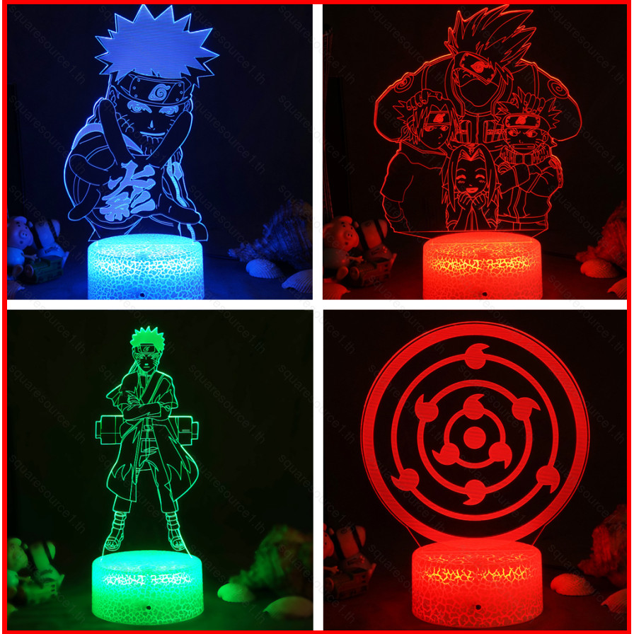 SQ1 Naruto Night Light อะนิเมะ 3D โคมไฟระยะไกล LED ชาร์จ USB Rainbow ...