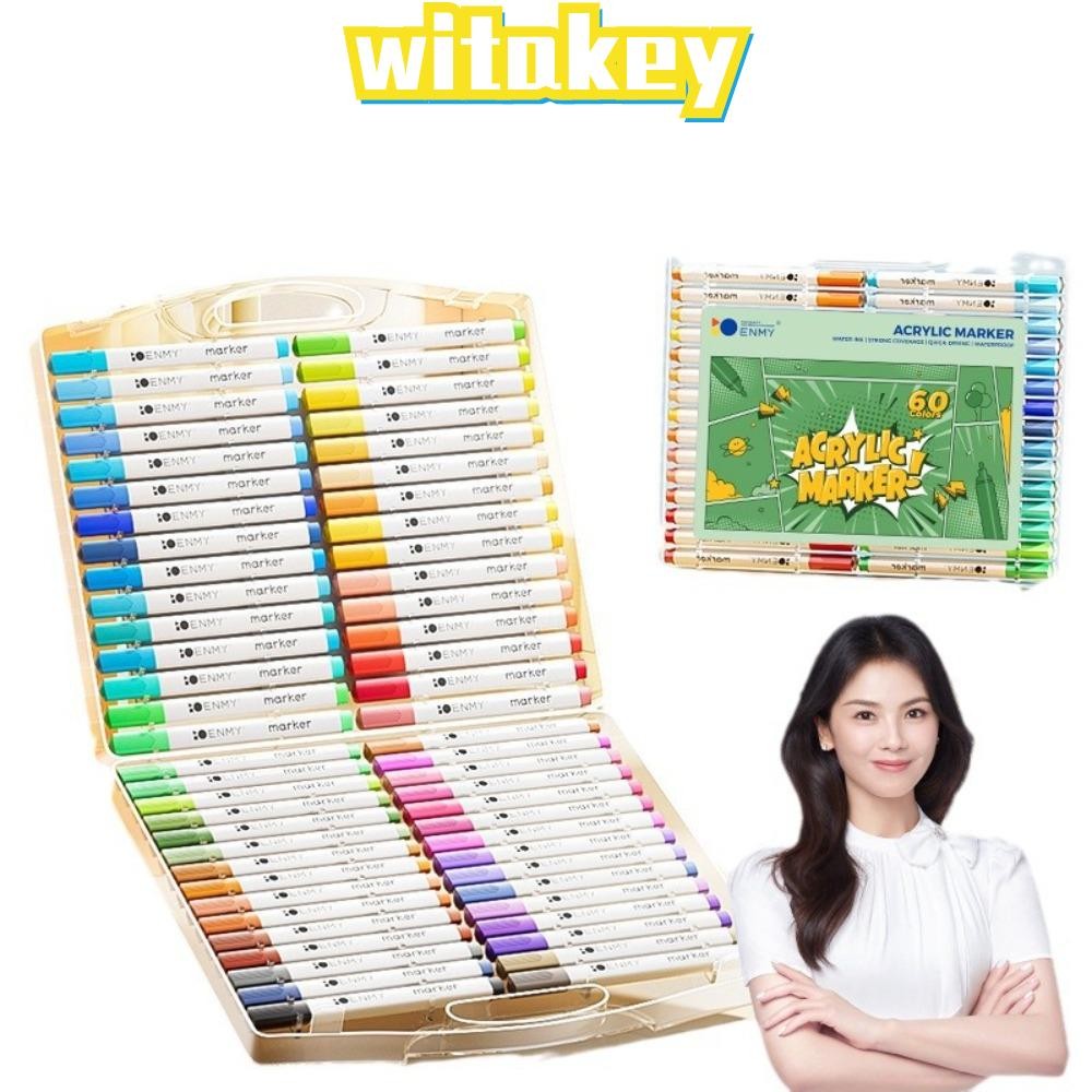 WITAKEY เด็กปากกาอะคริลิค, 12/24/36/48/60/80 สีกันน้ํา Graffiti Marker, การเขียนซ้อนสีถาวร Art ...