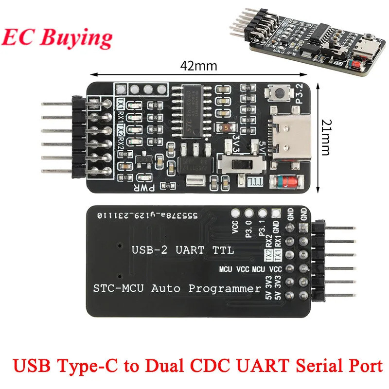 Type-C USB ถึง Dual CDC UART Serial Drive ฟรี STC ISP Microcontroller ...