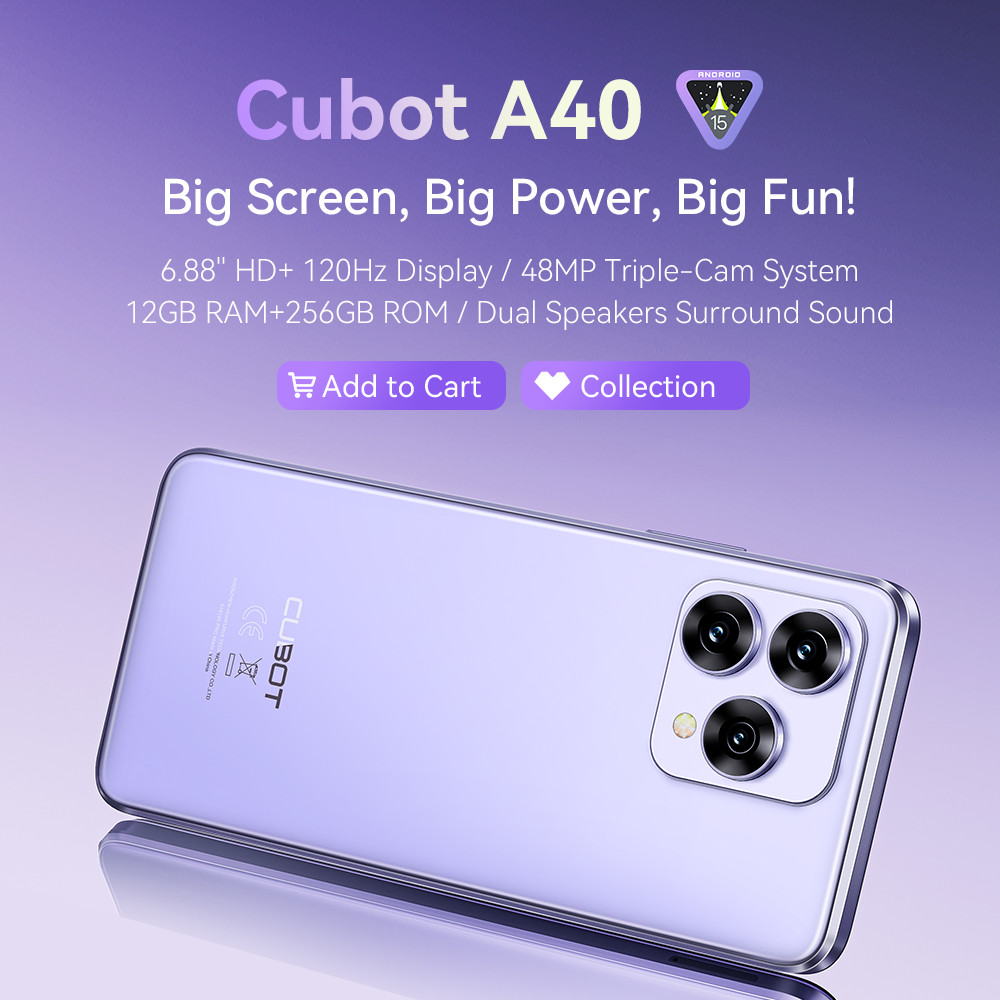 สมาร์ทโฟน Cubot A40, Android 15, 12GB RAM+256GB, หน้าจอ 120Hz ขนาด 6.88 ...