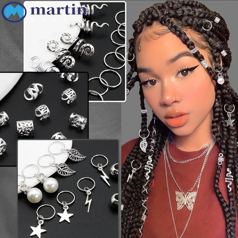 MARTIN 217 แหวนผมและลูกปัดสำหรับ Braids/Dreads พร้อมคลิปโลหะ สำหรับทรง ...