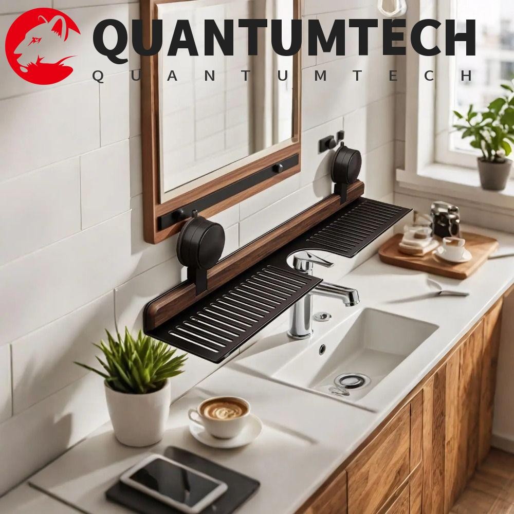QUANTUMTECH ถ้วยดูดห้องน้ําชั้นวาง,วอลนัท Wall Mount Heavy Duty Storage Rack, แชมพูผู้ถือไม่มี ...