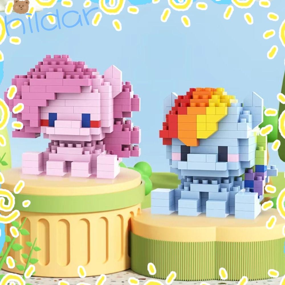 HLAR Little Pony Building Blocks, ม้าที่มีสีสัน Lega ขี่ม้า DIY อิฐ ...