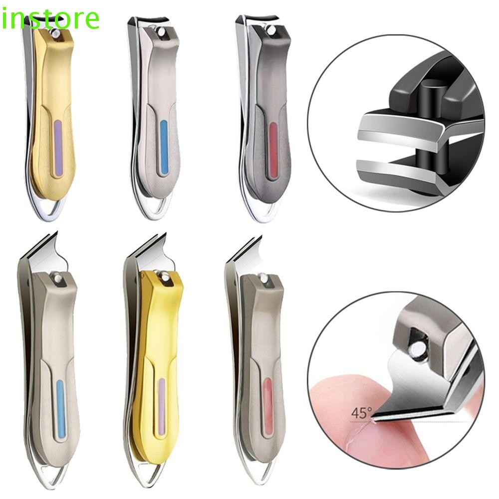 INSTORE กรรไกรตัดเล็บพับสแตนเลสผู้ชายเครื่องตัดเล็บมือ Keyhold กว้าง Jaw เปิด Bevel รูปร่างเล็บ ...