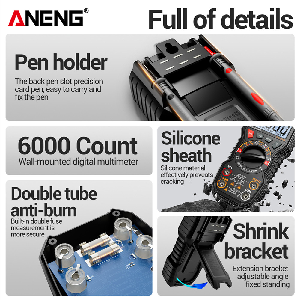 [explosion1.th] มัลติมิเตอร์แบบดิจิตอล Auto-Ranging Ohm Volt Amp Meter AC/DC Capacitance Meter ...