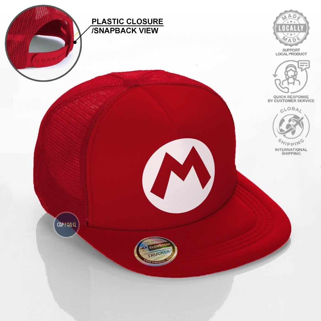 SB - Super Mario Snapback / หมวก Snapback ผู้ชาย / หมวกตาข่าย Trucker ...