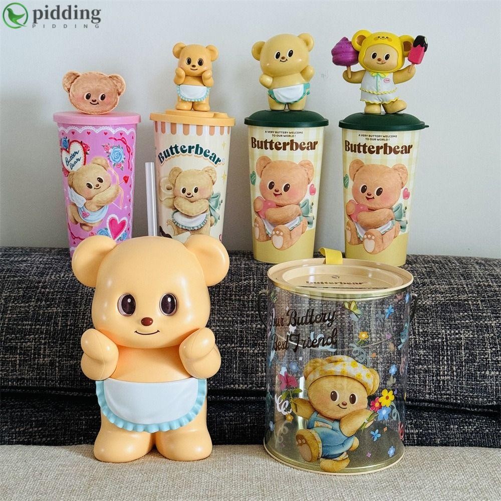 PIDDING ตุ๊กตารูปถ้วย,ไอศกรีมรถเนยหมีถ้วยฟาง,600ml ผ้ากันเปื้อนพลาสติก ...