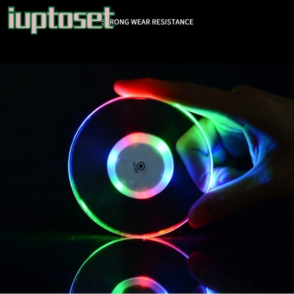 IUPTOSET ค็อกเทล Coaster,สีขาวหลากสี 10 ซม.LED Luminous Coaster,อะคร ...