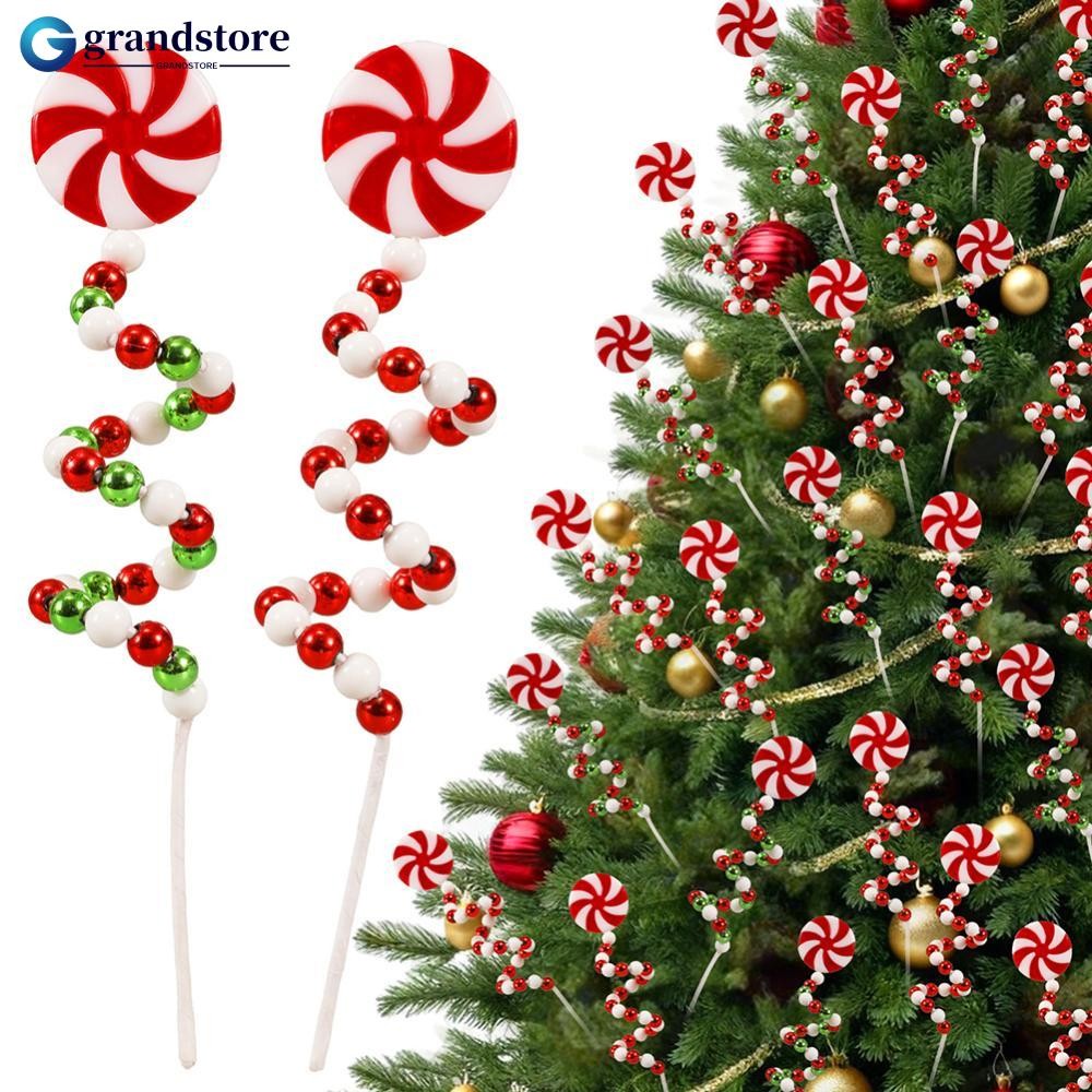 GRS Christmas Tree Pick Spiral Candy Cane Pinwheel สีสันตกแต่ง Pick DIY ...