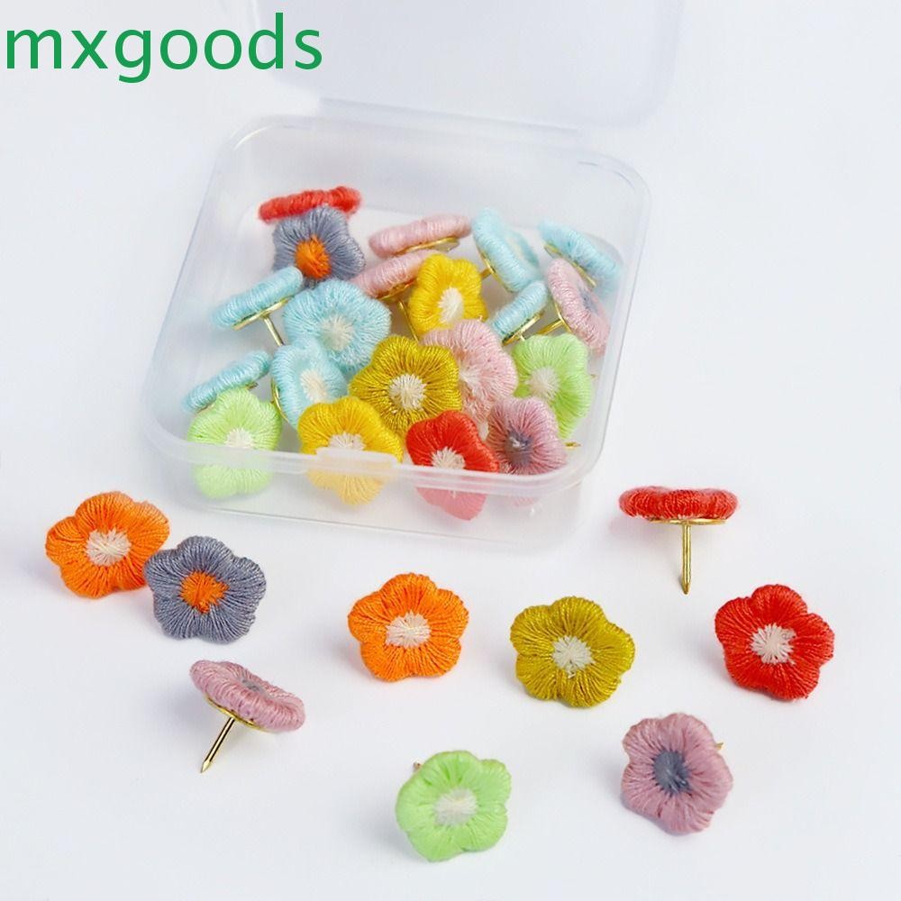 MXGOODS 20/30/50 ชิ้นเย็บปักถักร้อยดอกไม้ Pushpins, Creative DIY Board Push Pin, ตกแต่งบ้านนํา ...