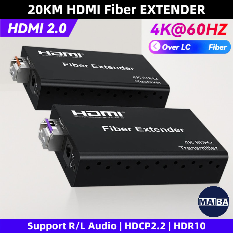 20KM 4K 60Hz HDMI Fiber Extender over LC Fiber Optical Cable HDMI 2.0 ...