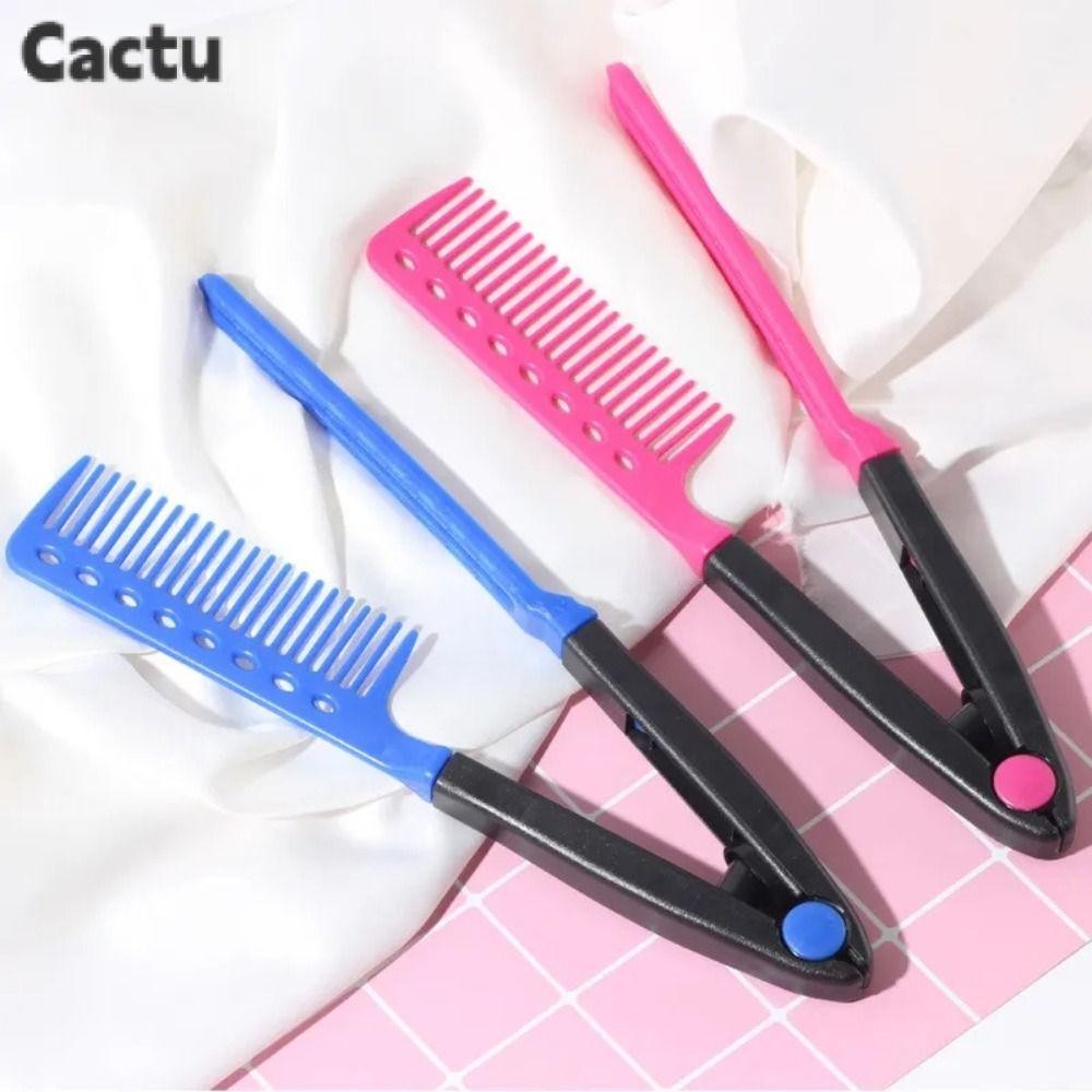 CACTU หวีทําผม, DIY Hairdress เครื่องมือ V ประเภทแปรงยืดผม,แบบพกพาพับผม ...