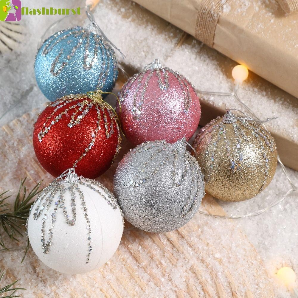 FLASHBURST 3 ชิ้น/เซ็ตคริสต์มาสลูกบอลสี,หลายสีแขวนตกแต่งคริสต์มาสลูก, Shinny Glitter เลื่อมตก ...